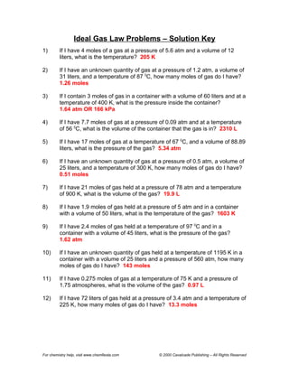 Gas law packet answers | PDF
