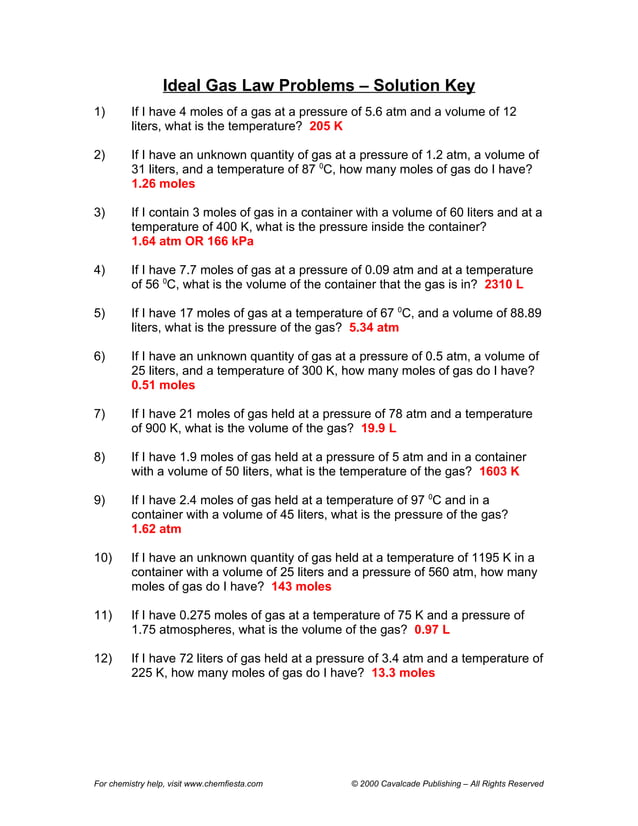 Gas law packet answers | PDF