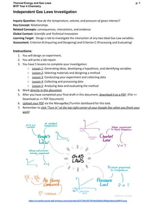 Independent gas laws investigation | PDF