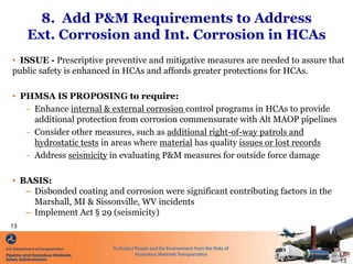 PHMSA: Safety of Gas Transmission & Gathering Pipelines Summary | PDF