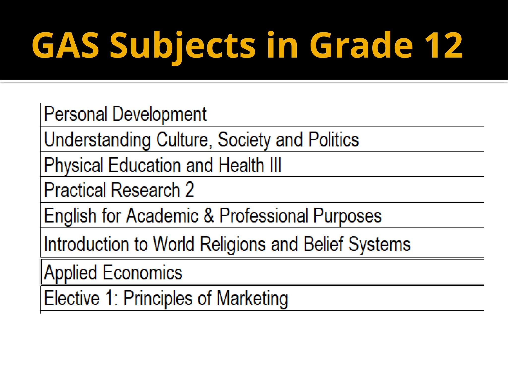 GAS Overview Senior High School General Academic Strand | PPTX