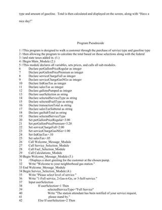 Gas pump program final | PDF