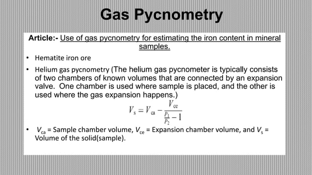 Gas pycnometry | PPT | Free Download