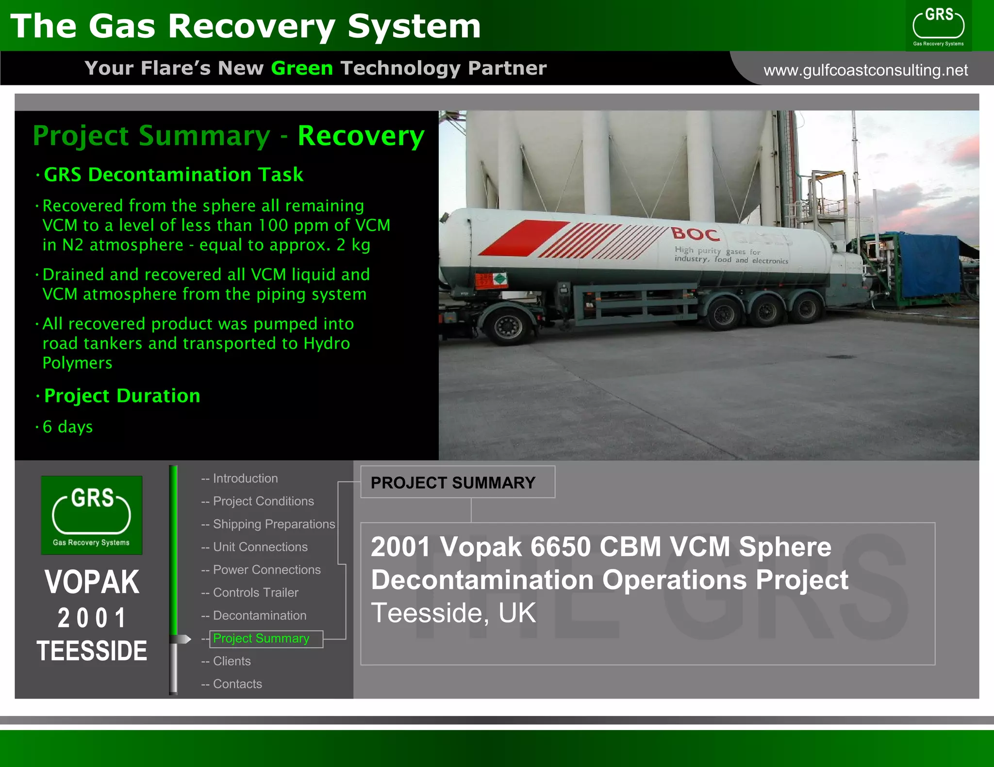 Gas Recovery Systems Vopak VCM Sphere Project | PPT