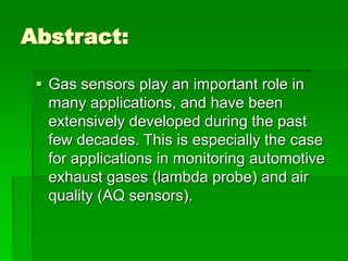 Deep explanation of gas sensors for engineering students | PPTX
