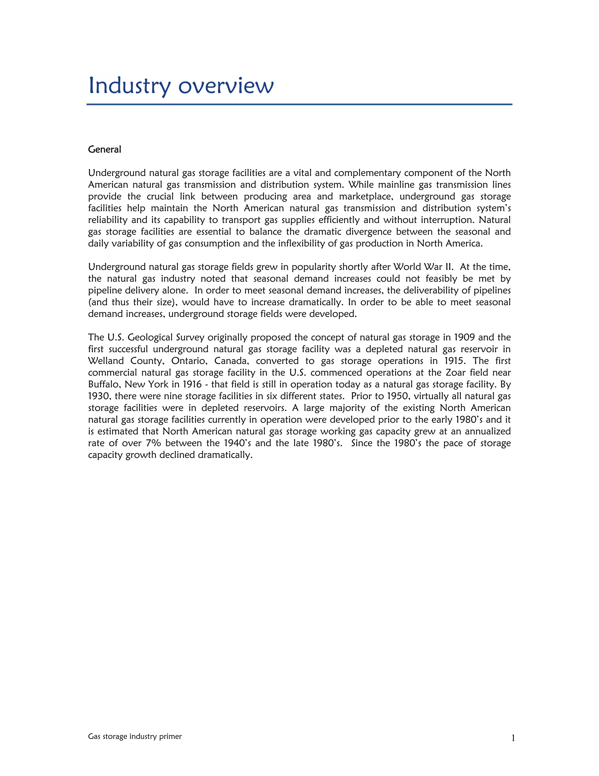 Gas storage industry primer-Niska | PDF