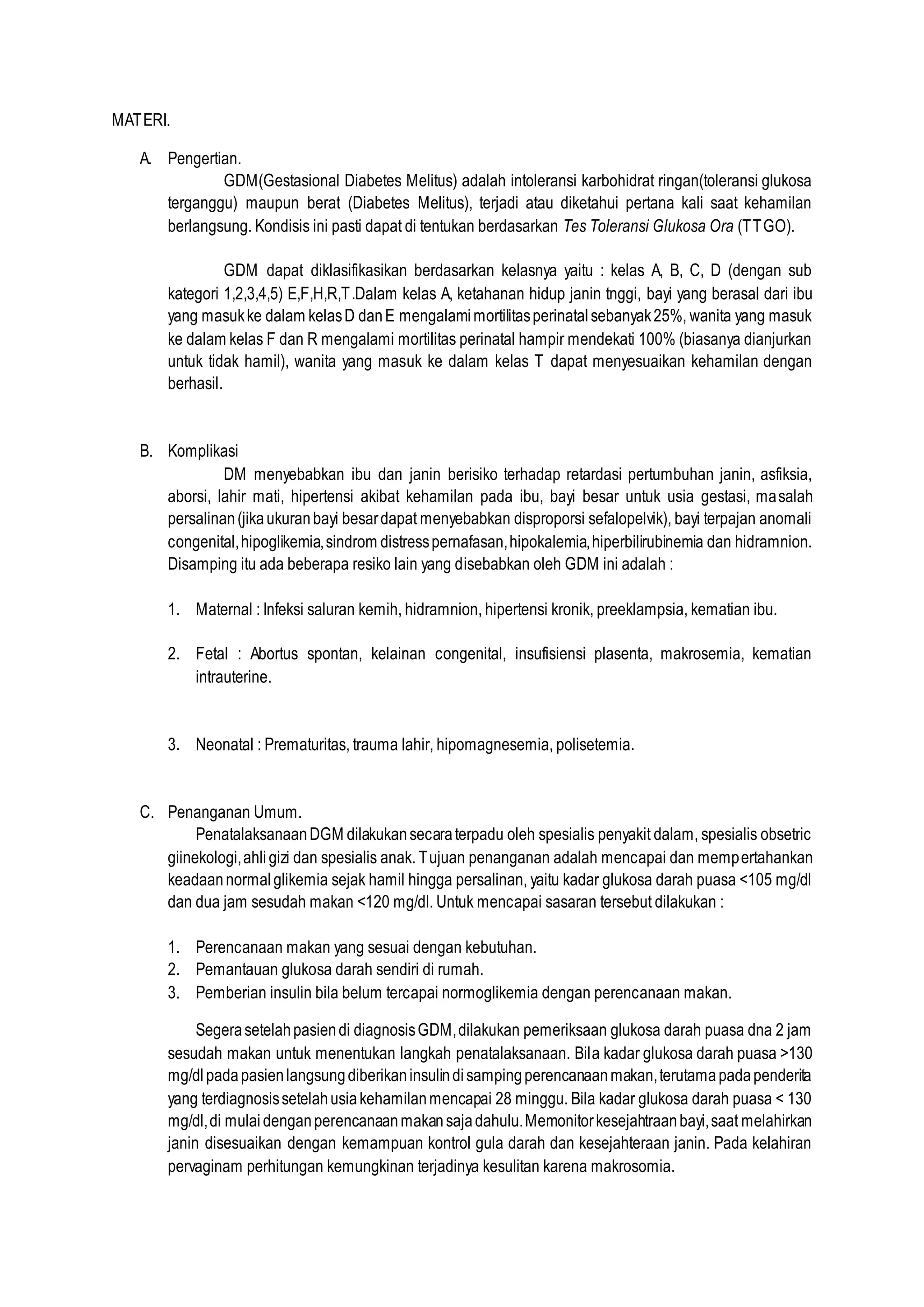 Gastisional diabetes mellitus (GDM) dengan SAP | DOCX