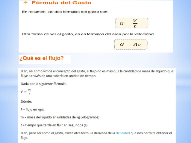 TEMA 4. Gasto y flujo, ecuac. continuidad y Bernoulli | PPTX