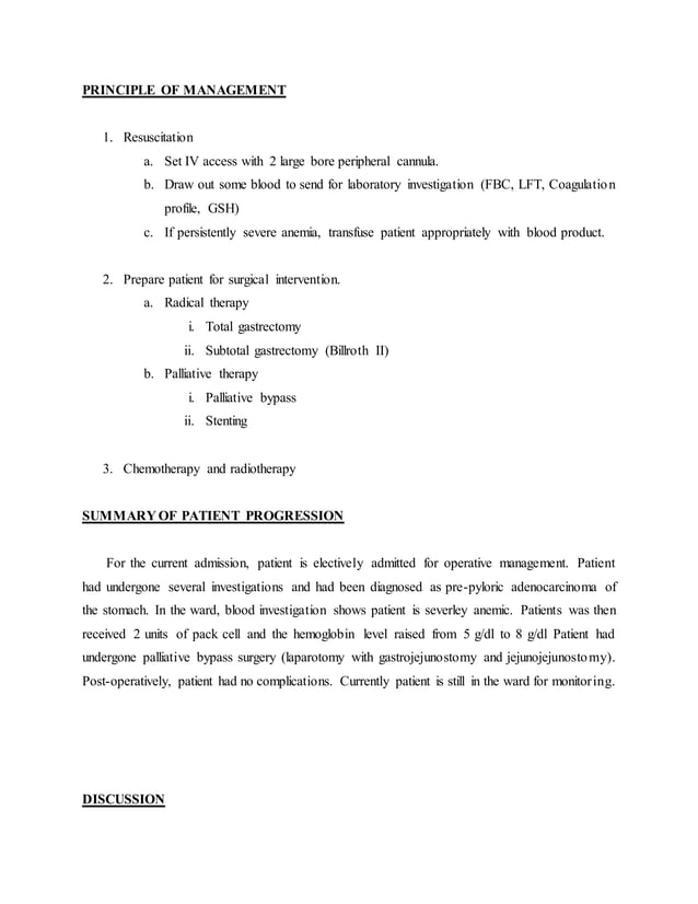 Case Write Up Surgical Gastric Carcinoma | DOCX