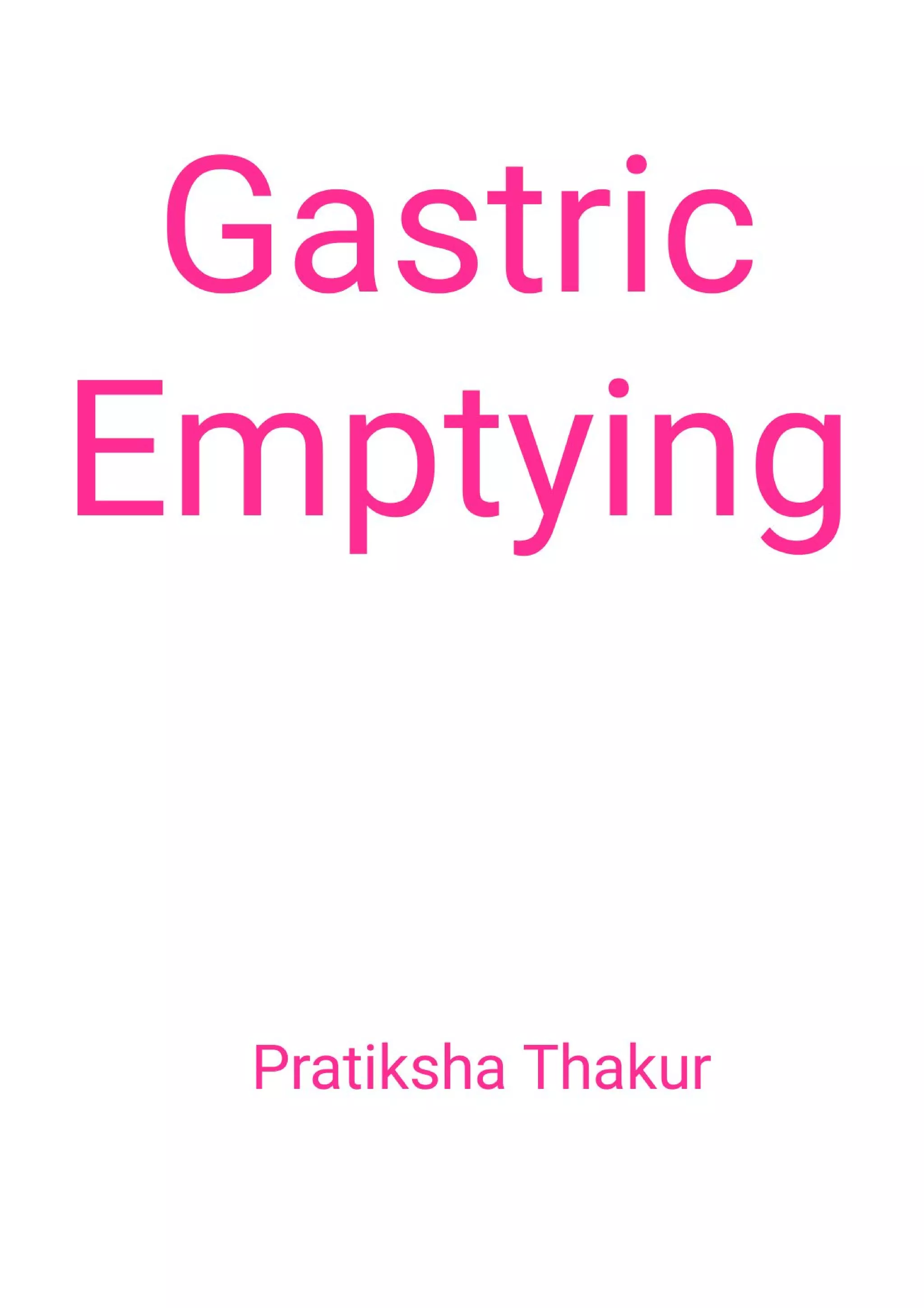 Gastric Emptying | PDF