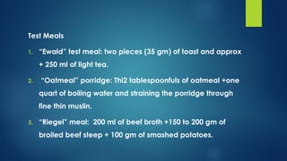 Gastric function tests with their indications and contraindications and ...