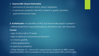 Gastric function tests with their indications and contraindications and ...