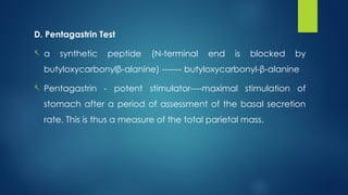 Gastric function tests with their indications and contraindications and ...