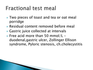 Gastric function tests and interpretation | PPTX