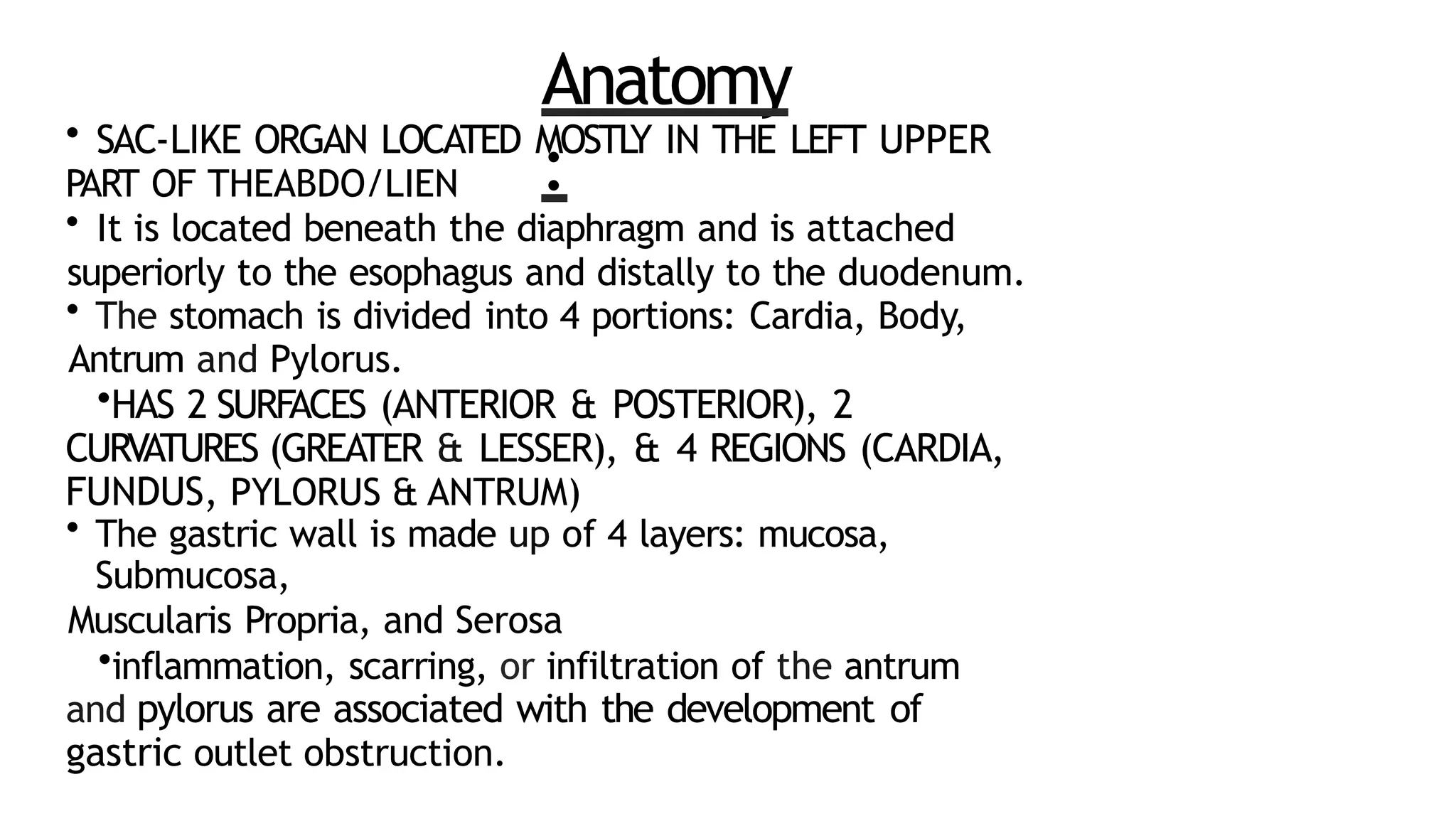 Gastric outlet obst and anatomy of stomach . PPT.pptx