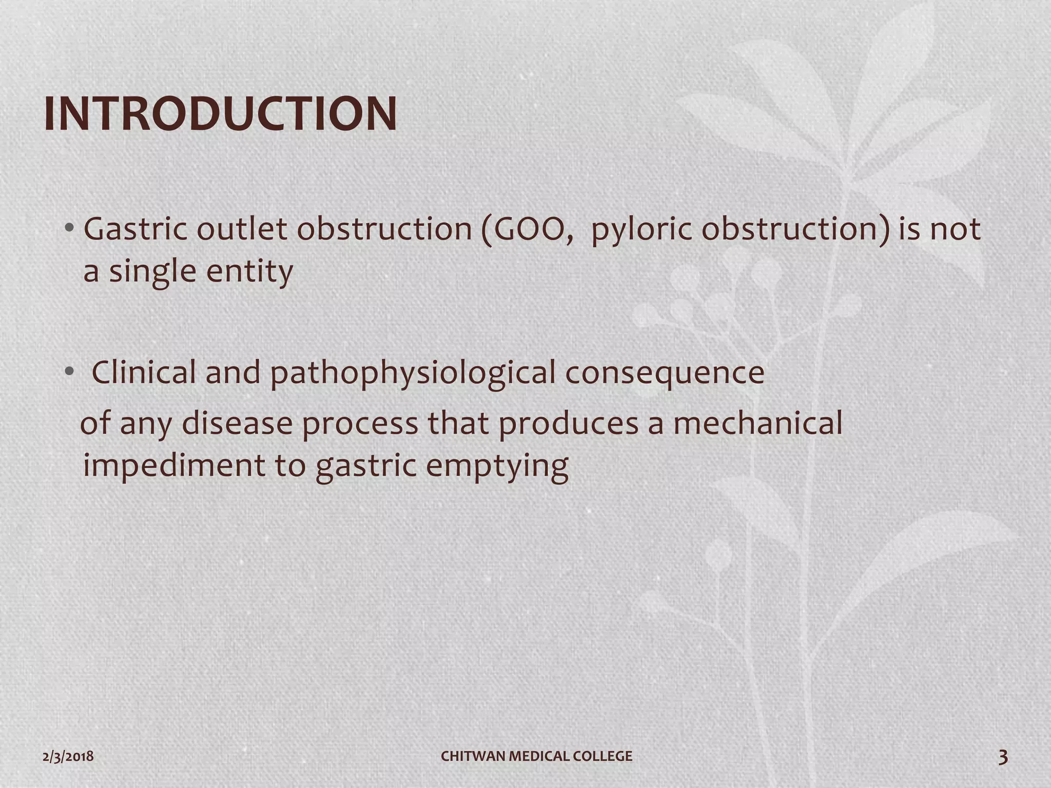 Gastric outlet obstruction | PPTX