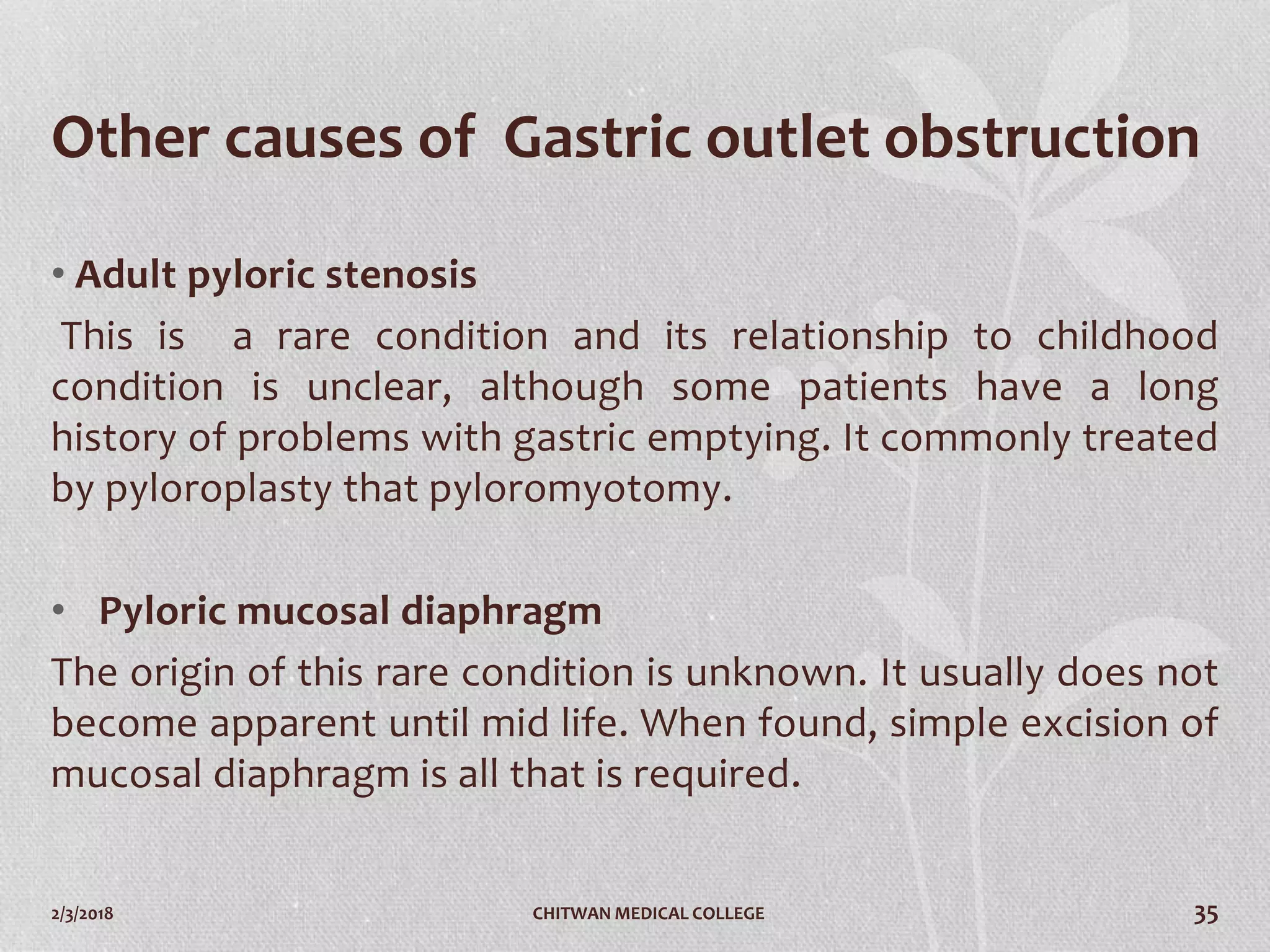 Gastric outlet obstruction | PPTX