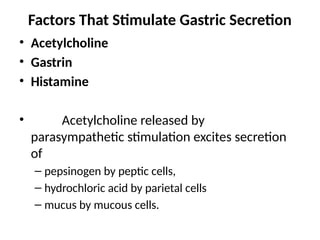 Gastric secretion, Components with their functions.pptx