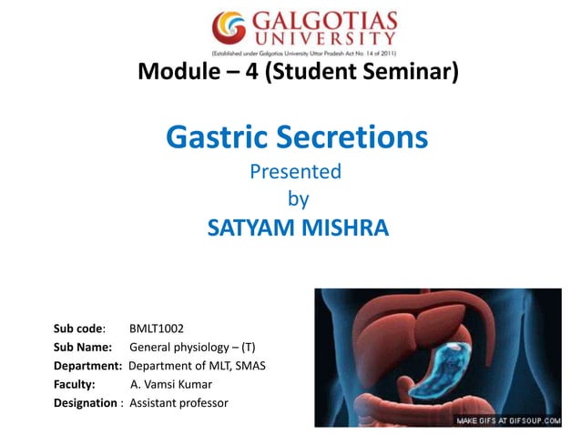 Gastric secretions notes for mlt students | PPTX