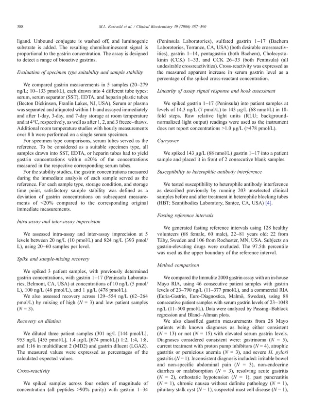 Gastrin immulite clin_biochem_39_387_2006 | PDF