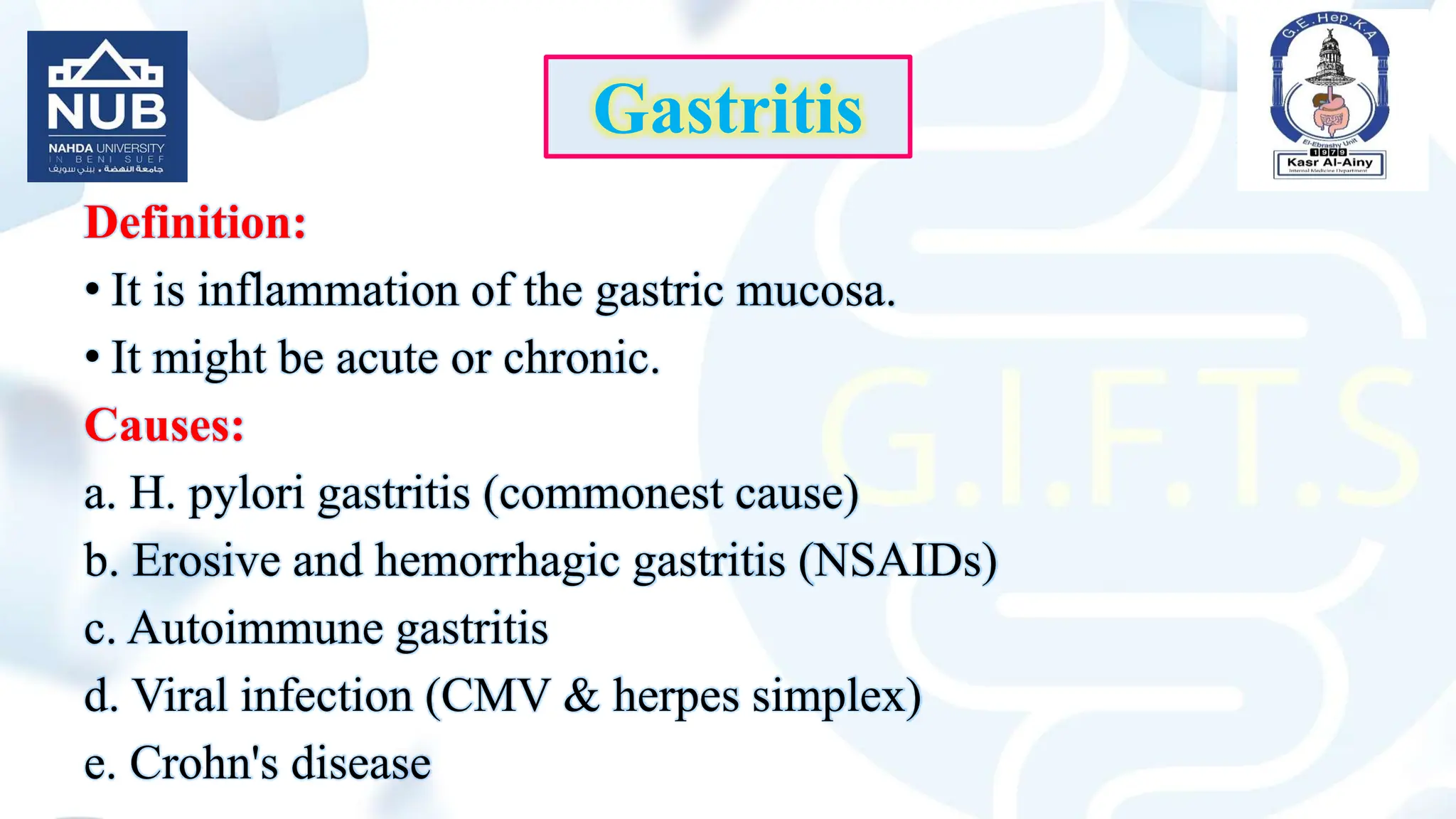 Gastritis including H. pylori for undergraduate | PPTX