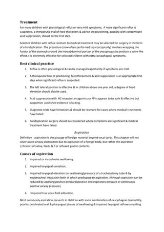 Gastro oesophageal reflux & aspiration | DOC