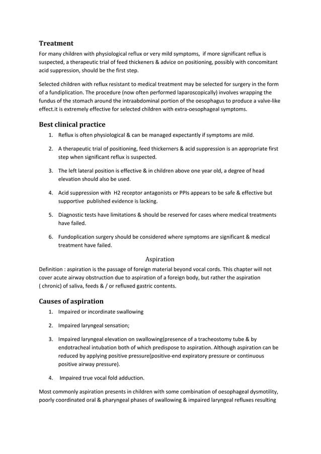 Gastro oesophageal reflux & aspiration | PDF