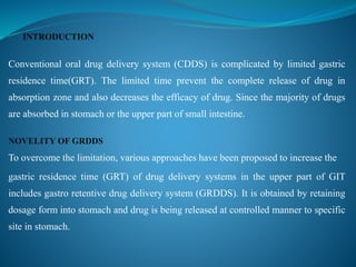 Gastro retentive drug delivery system by Sumel Ashique | PPT