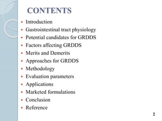 Gastro retentive drug delivery system (GRDDS) | PPTX