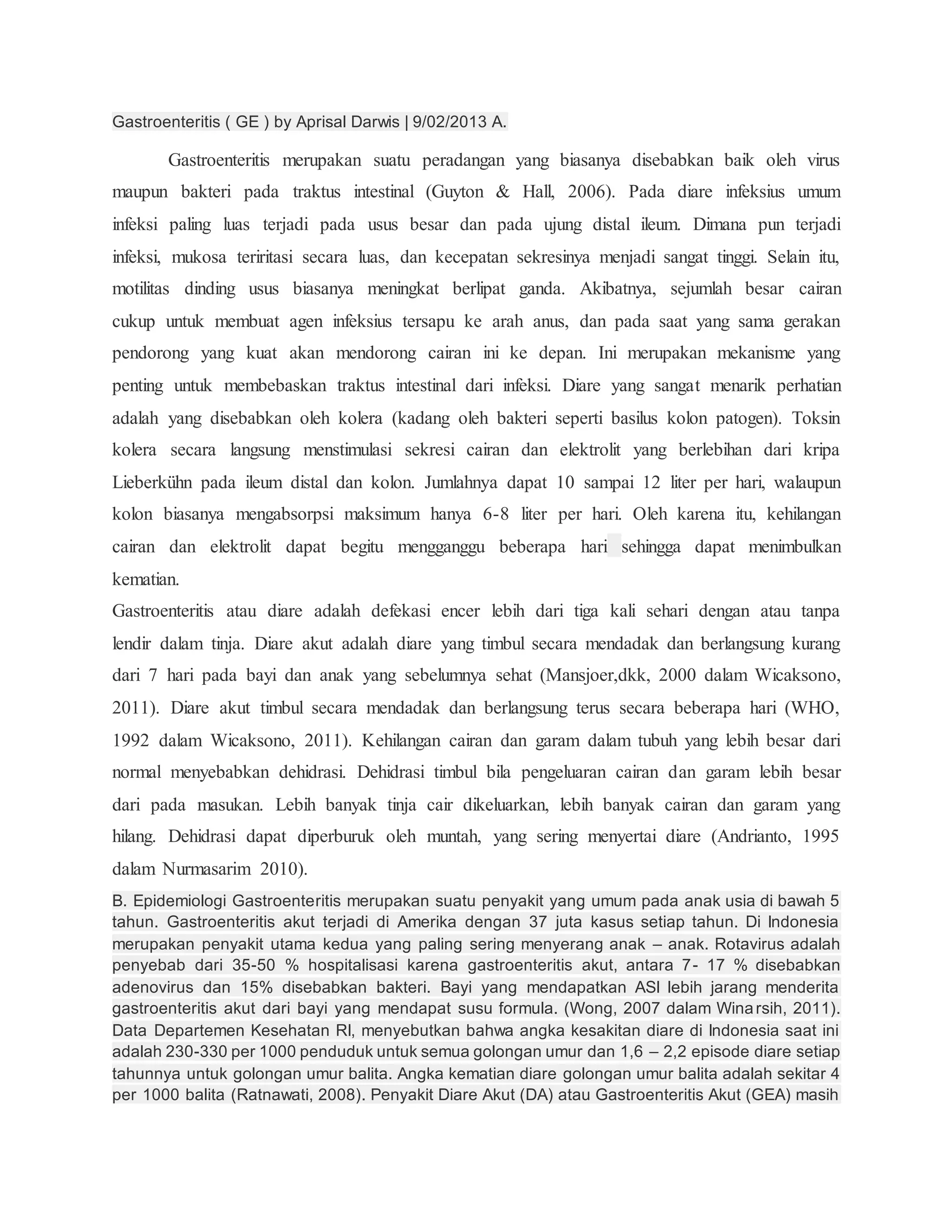 Gastroenteritis | DOCX