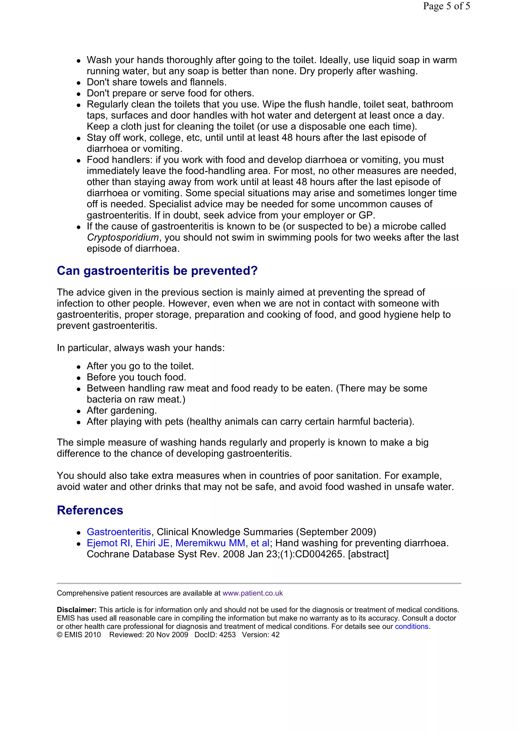 Gastroenteritis Adults | PDF