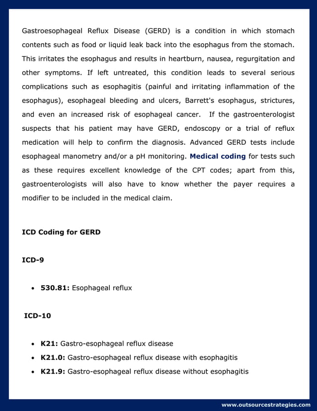 Gastroesophageal Reflux Disease (GERD) – Diagnosis and Coding | PDF