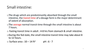 Gastrointestinal absorption of drugs | PPTX