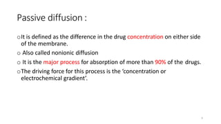 Gastrointestinal absorption of drugs | PPTX