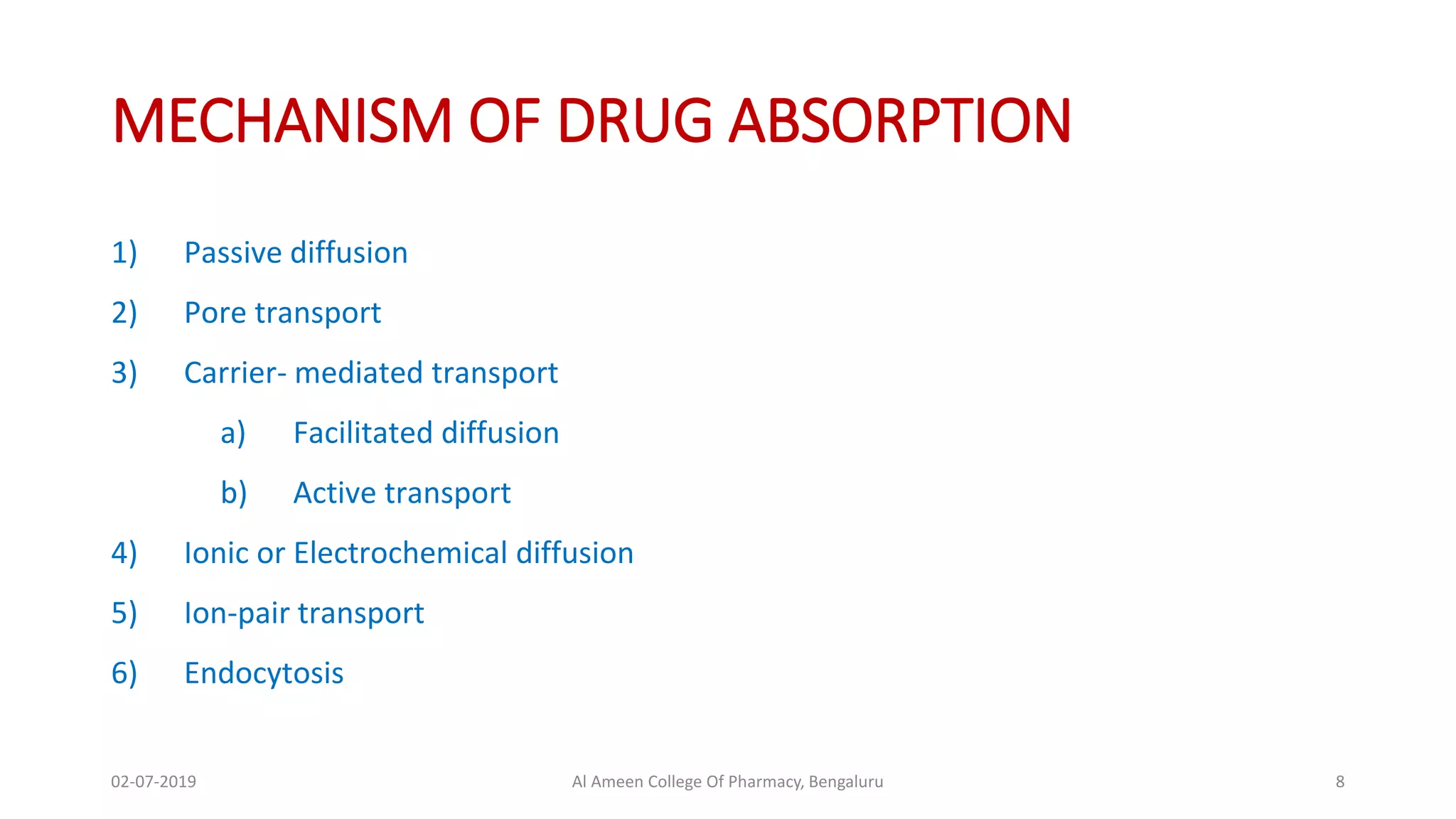 Gastrointestinal absorption of drugs | PPTX