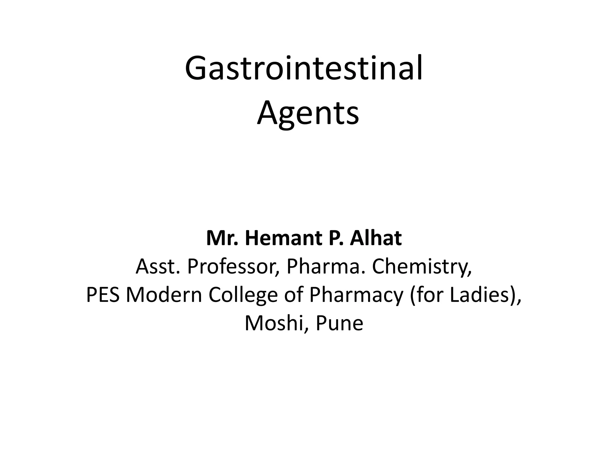 Gastrointestinal agents | PPT