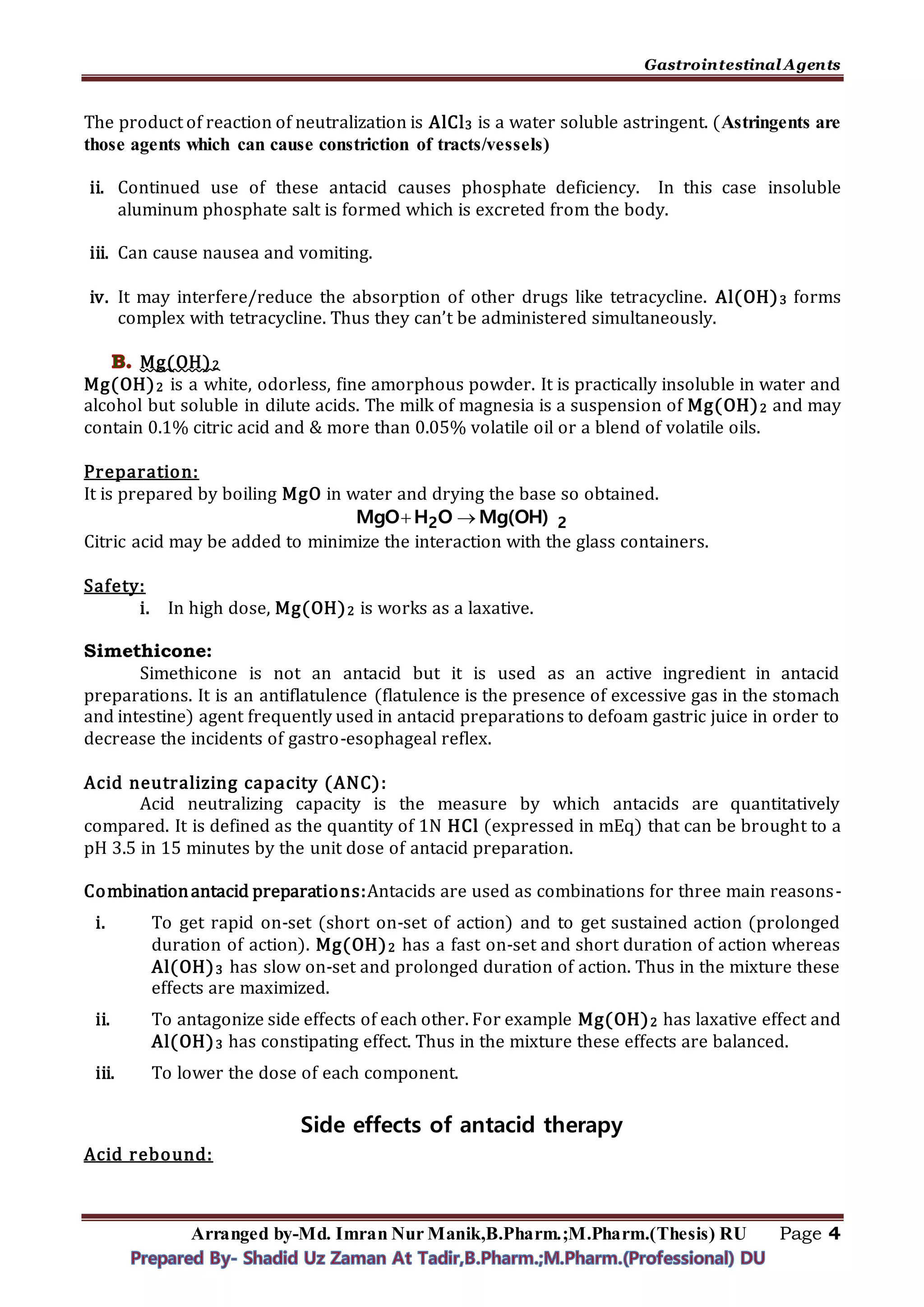 Gastrointestinal Agents Manik | DOCX