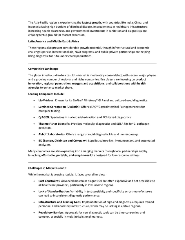 Infectious Diarrhea Test Kits, Global Demand and Competitive Landscape ...