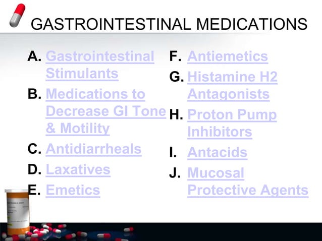 Gastrointestinal medications | PPTX | Digestive Disorders | Diseases ...
