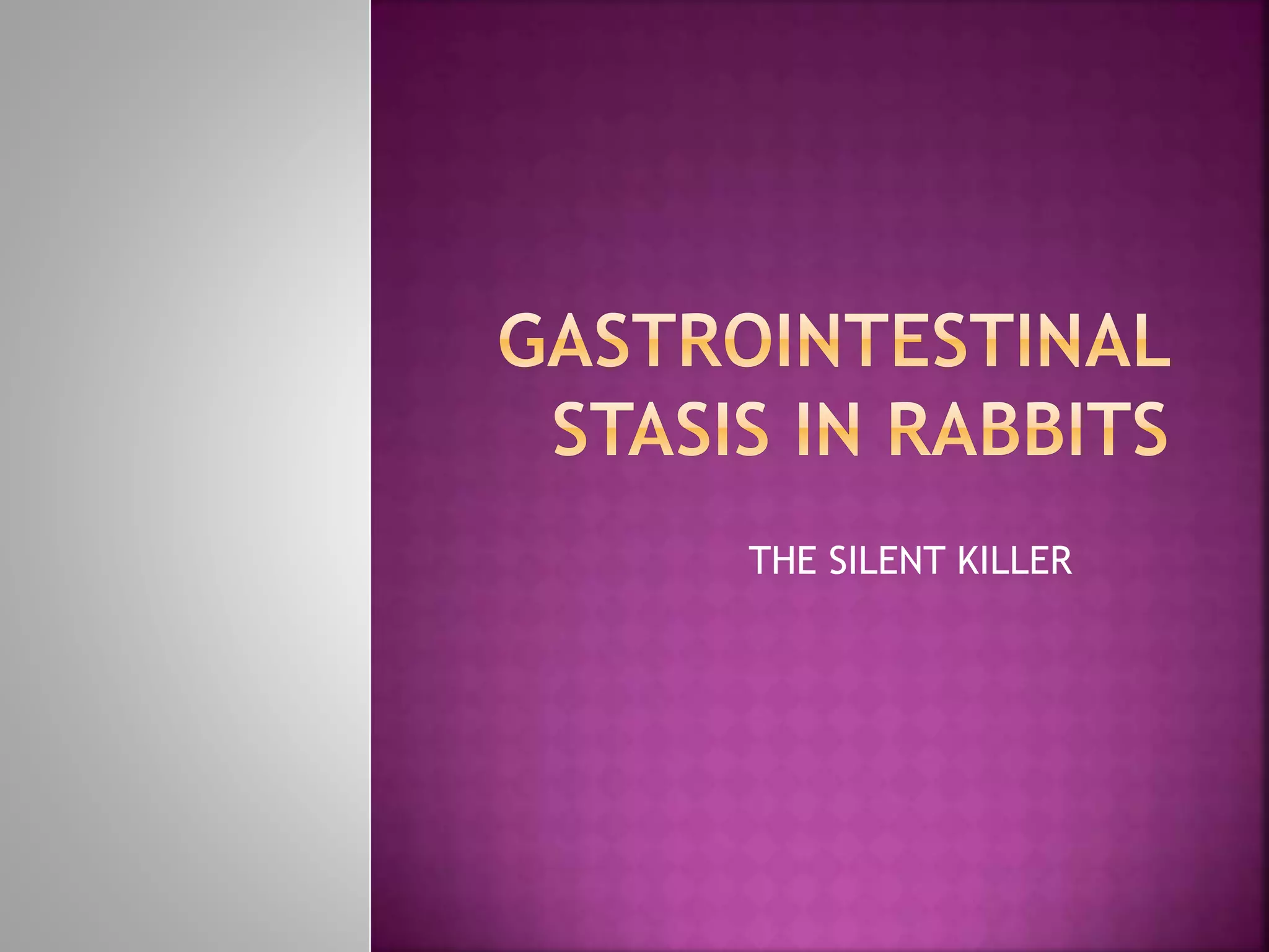 Gastrointestinal stasis in rabbits | PPTX | Digestive Disorders ...