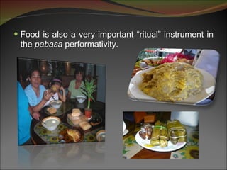 Gastronomic performances during festivals in a philippine locality ...