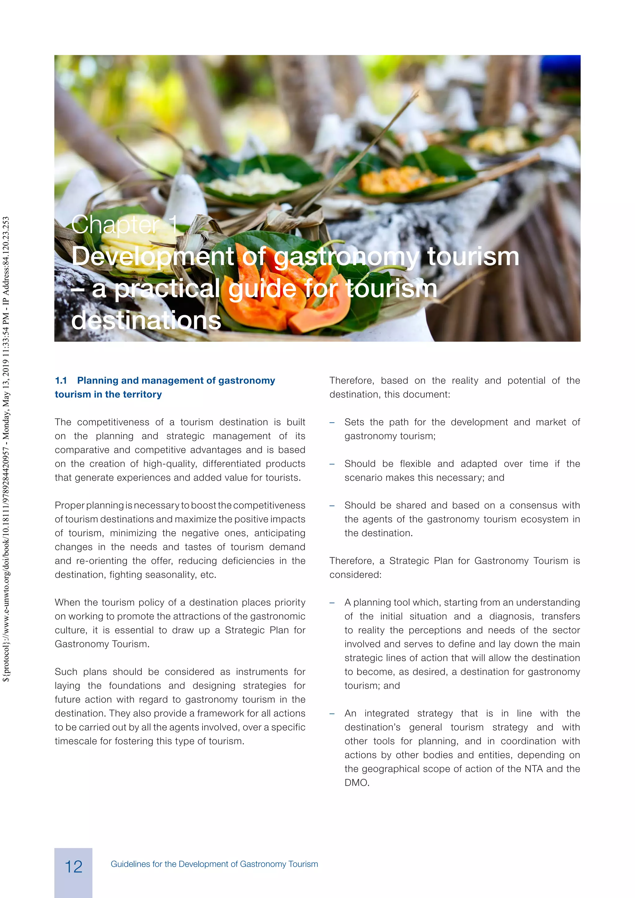 Guidelines for the development of Gastronomy Tourism | PDF