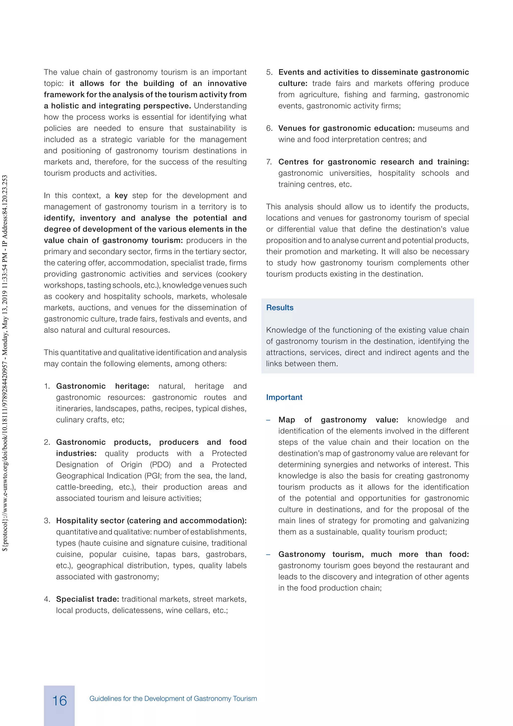 Guidelines for the development of Gastronomy Tourism | PDF
