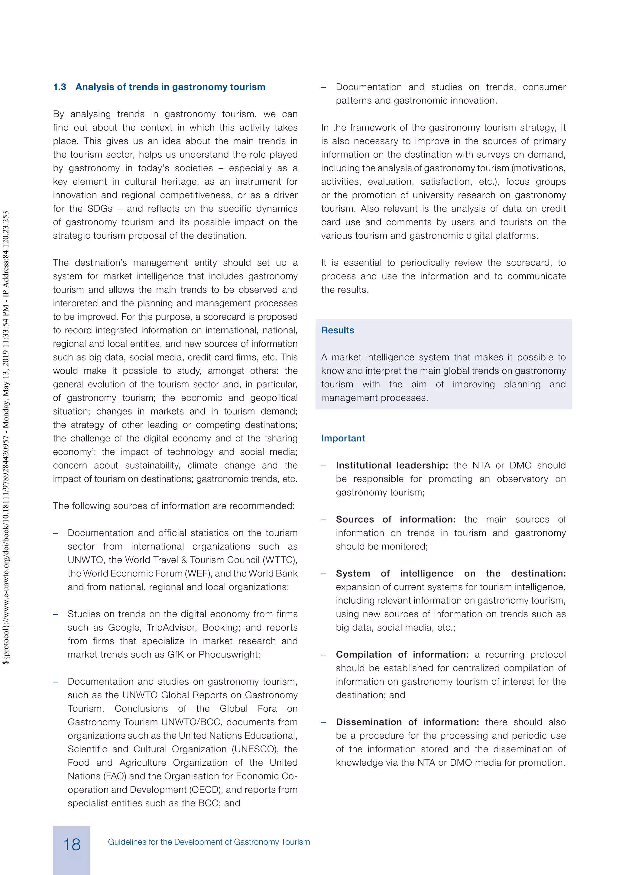 Guidelines for the development of Gastronomy Tourism | PDF