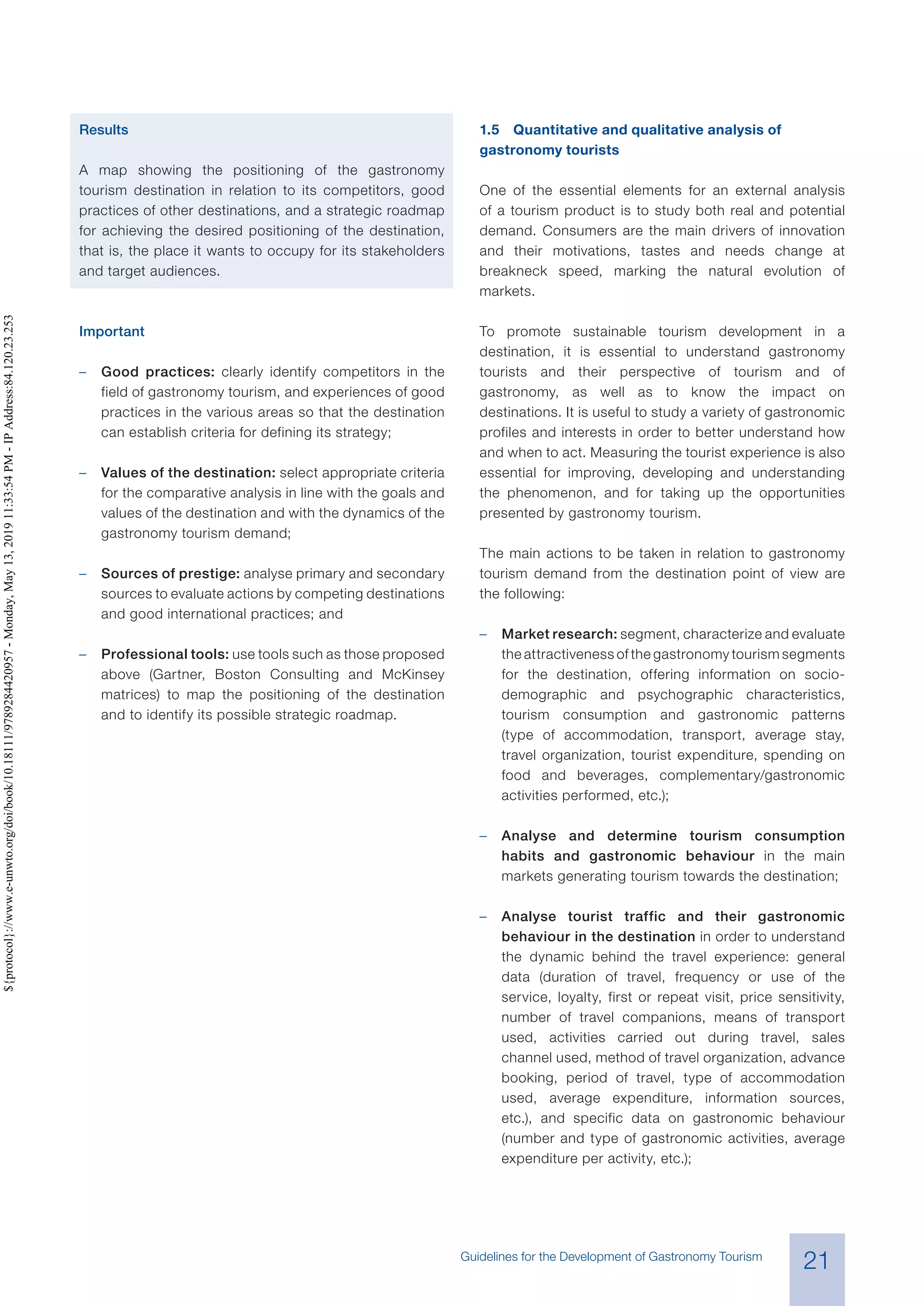 Guidelines for the development of Gastronomy Tourism | PDF