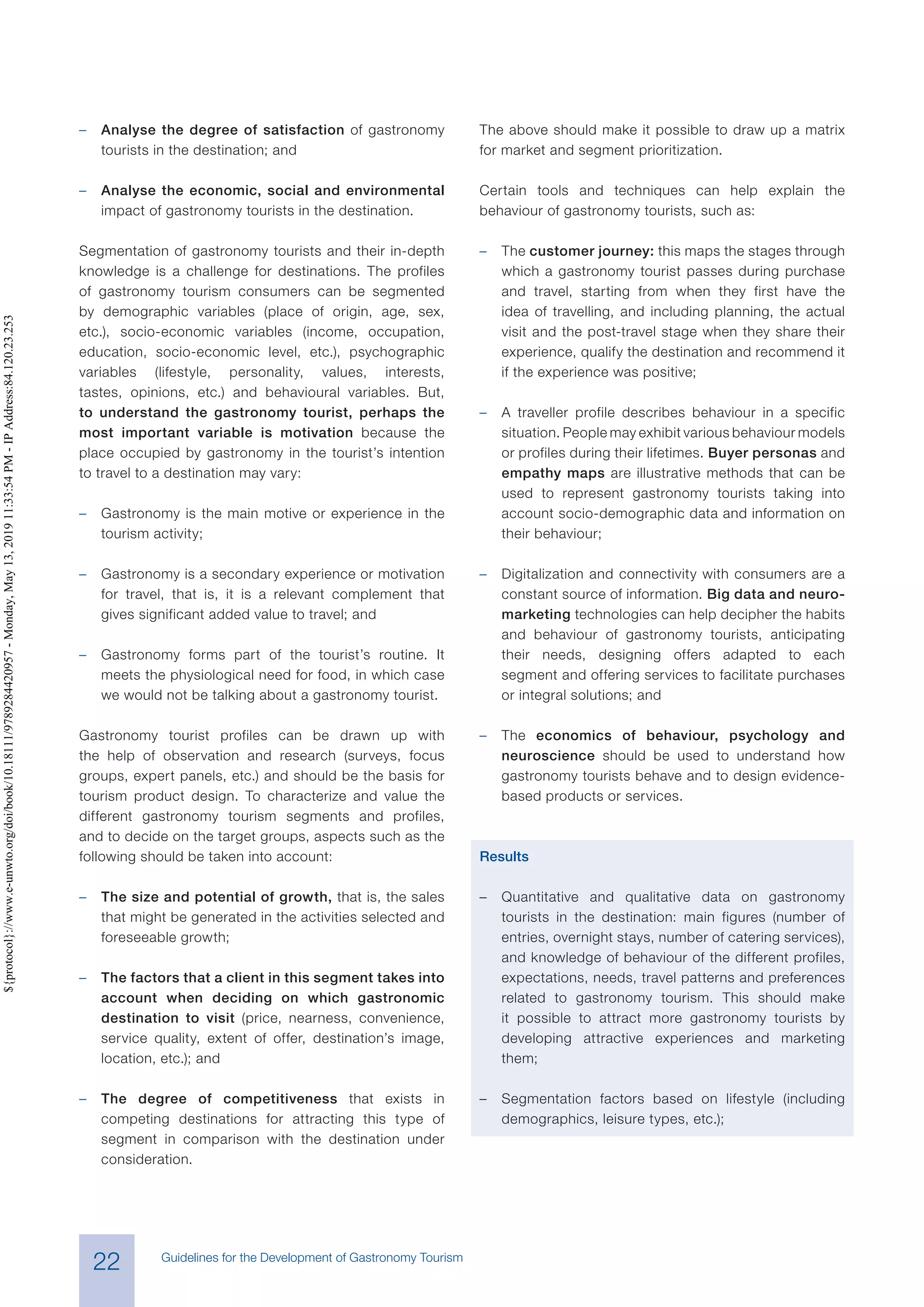 Guidelines for the development of Gastronomy Tourism | PDF