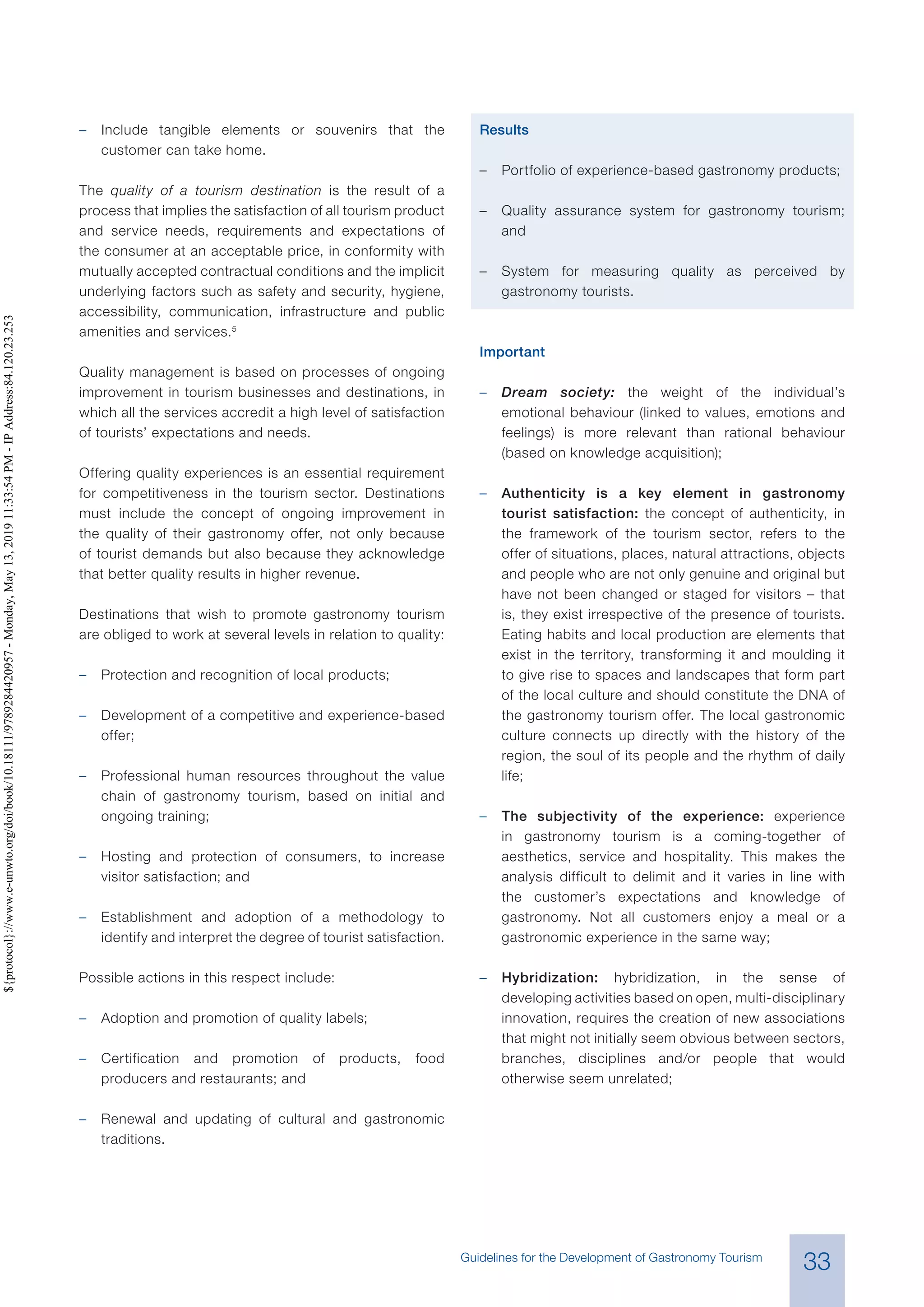 Guidelines for the development of Gastronomy Tourism | PDF