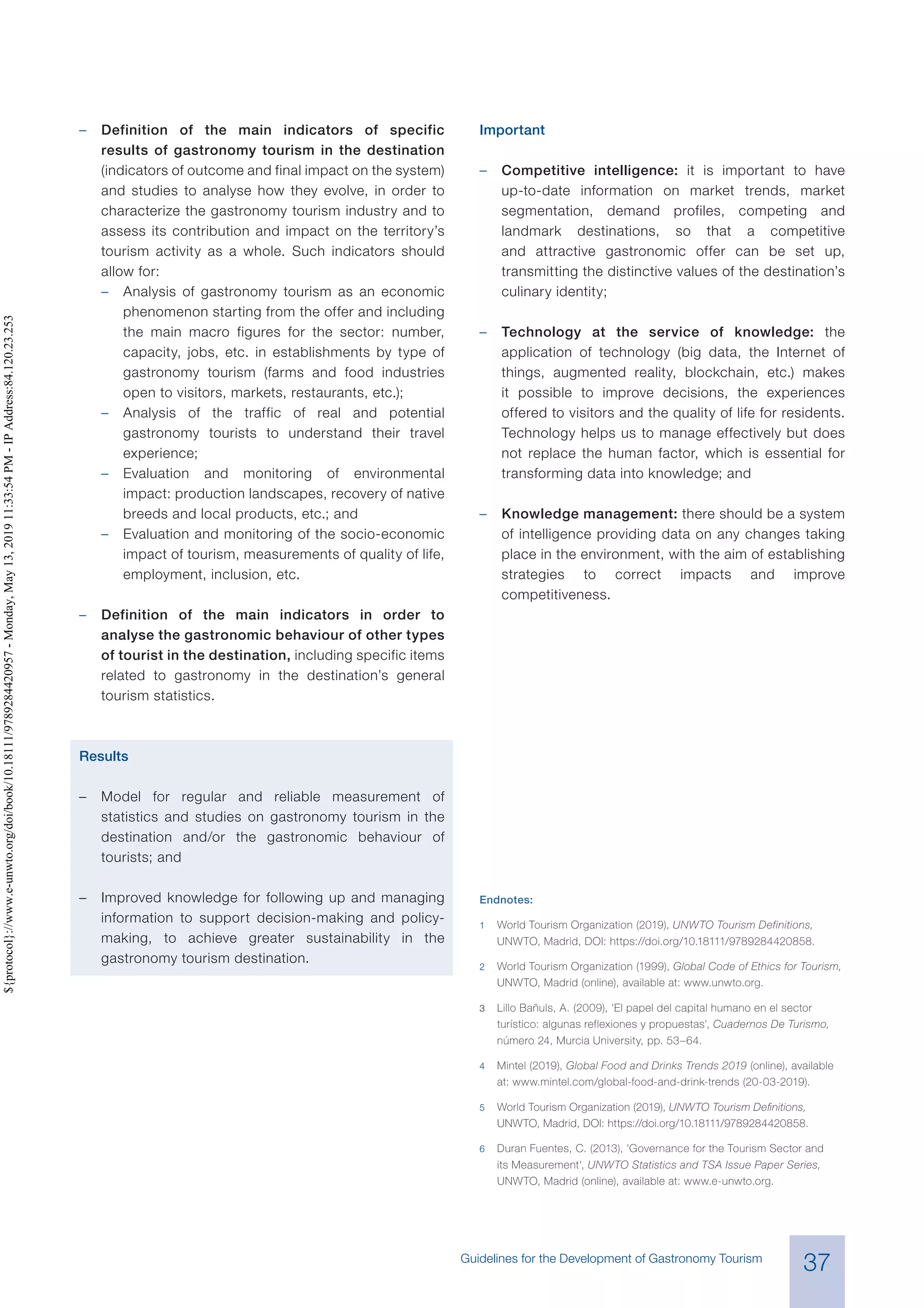 Guidelines for the development of Gastronomy Tourism | PDF