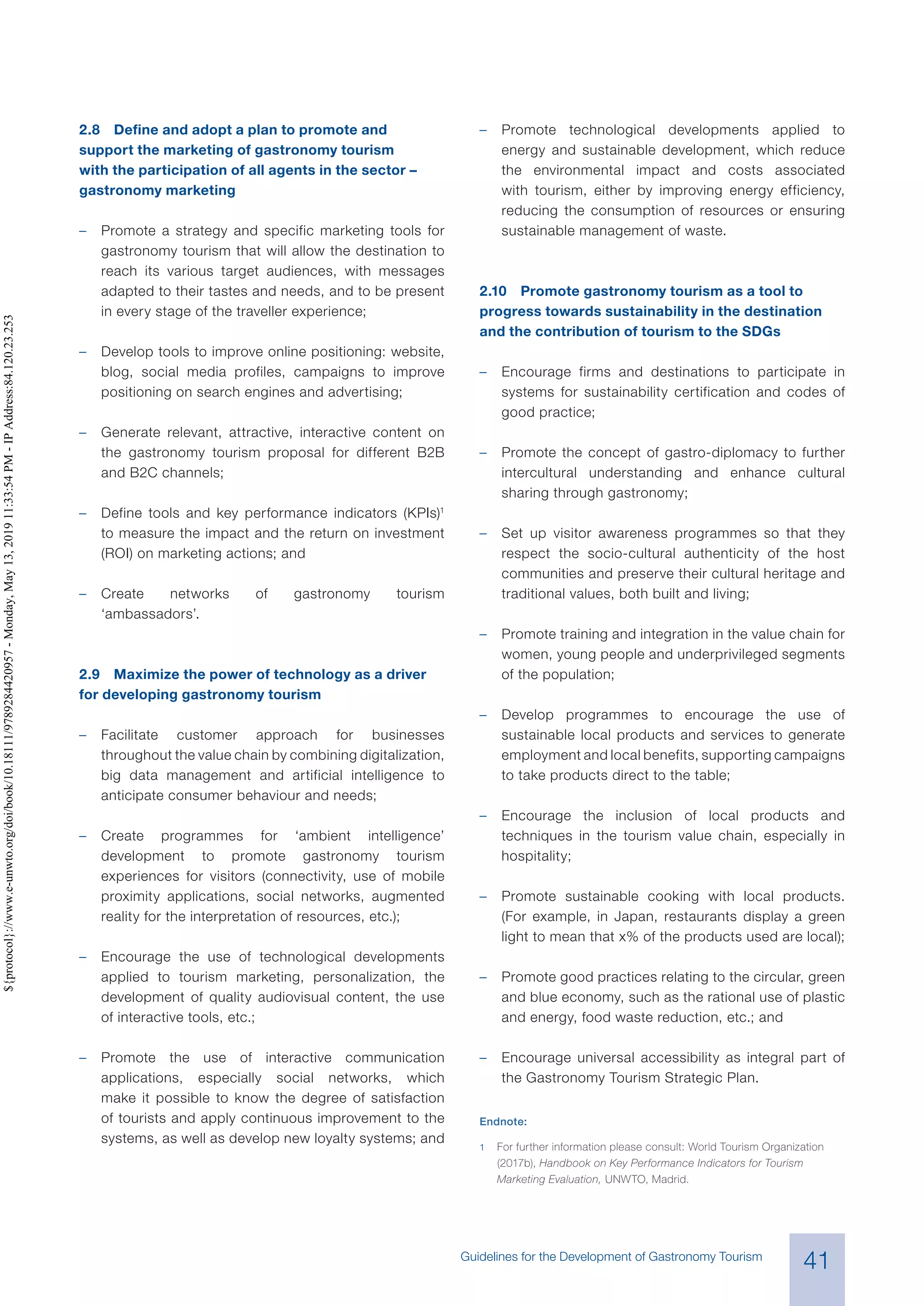 Guidelines for the development of Gastronomy Tourism | PDF