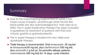 H. Pylori as an etiological factor in Peptic ulcer disease. | PPTX